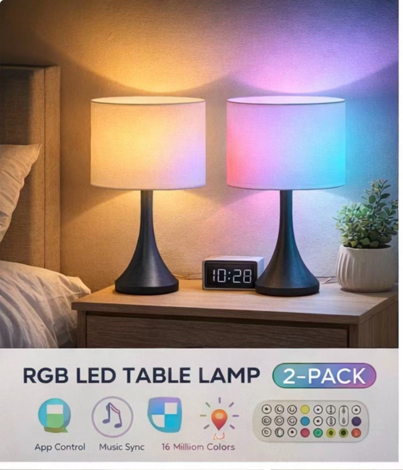 24" Tall Modern Smart Bedside Table Lamps for Bedroom Set of 2, Bedroom ...
