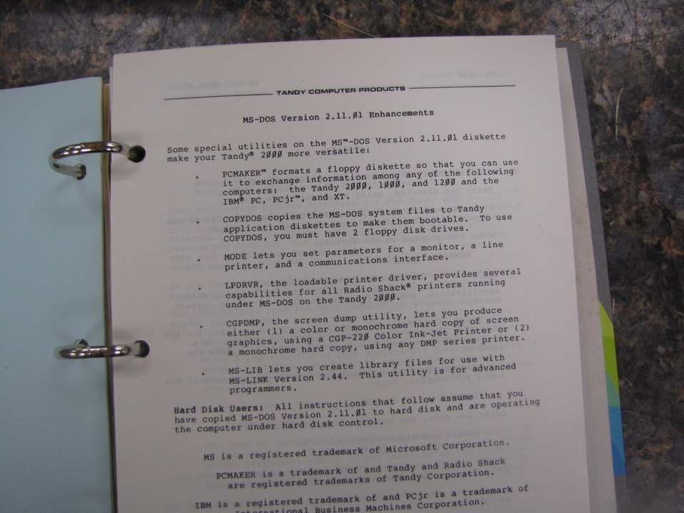 Tandy TRS-80 Color Computer Software Model 2000 MS-DOS 5.25" Disks ...