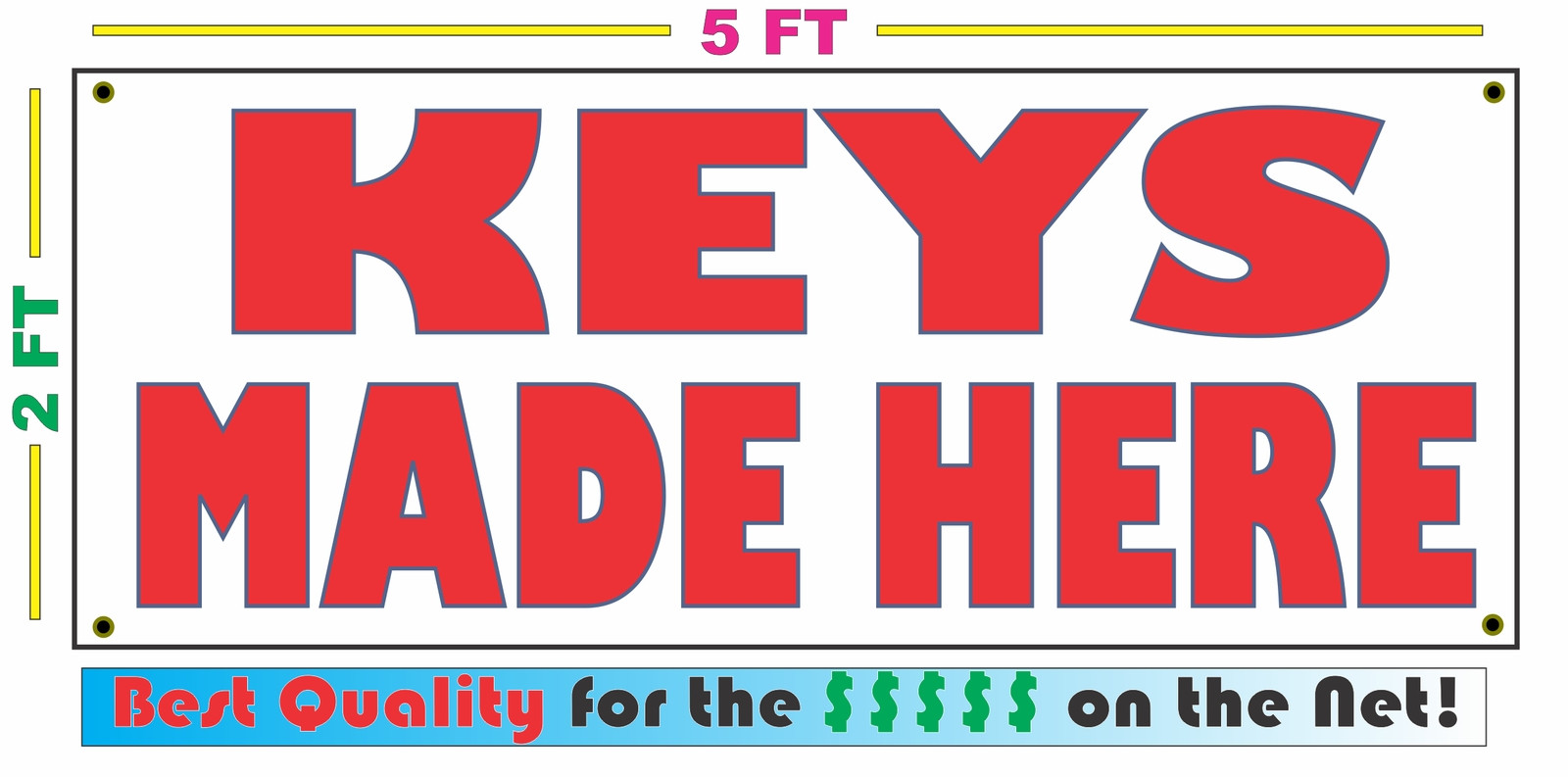 KEYS MADE HERE Full Color Banner Sign NEW Larger Size Best Price on the ...