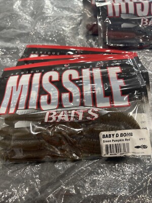 Missile Baits Serious Soft Plastics Baby D Bomb Green Pumpkin Red Qty 7 New | eBay