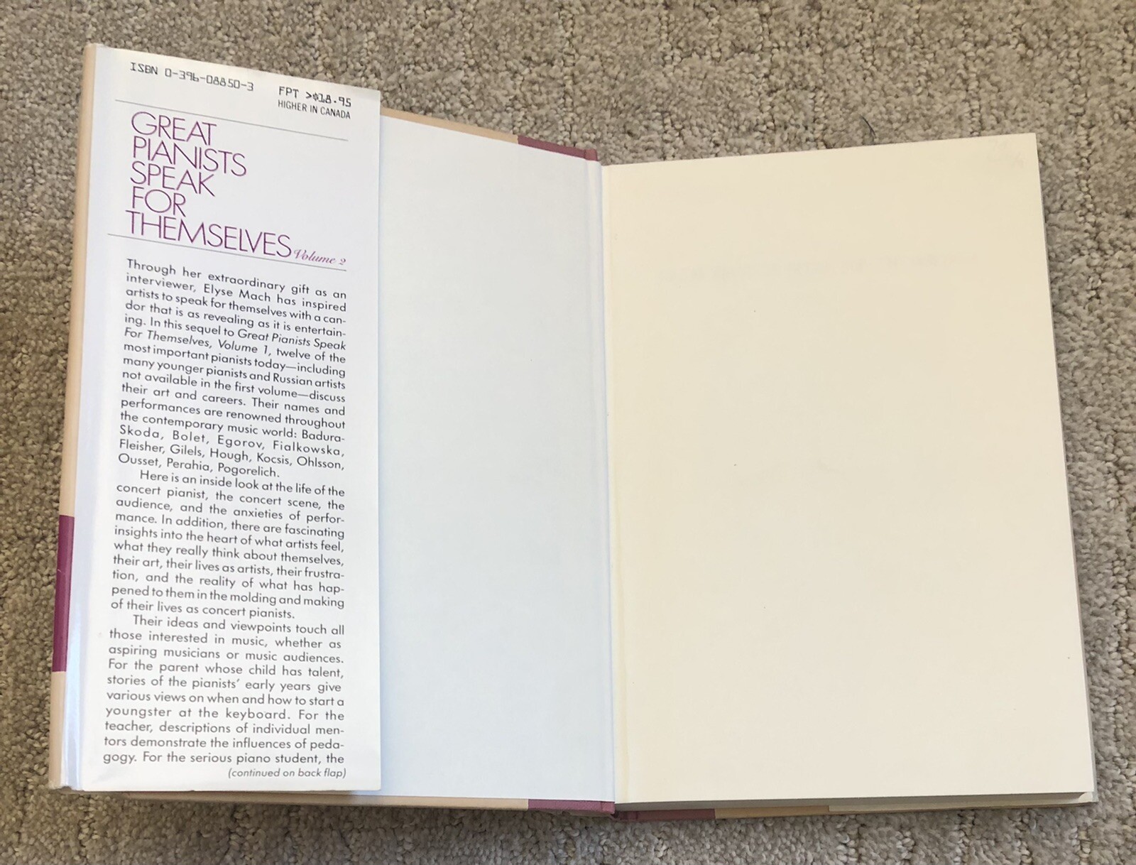 GREAT PIANISTS SPEAK FOR THEMSELVES By Elyse Mach - Hardcover Vol. 2 ...