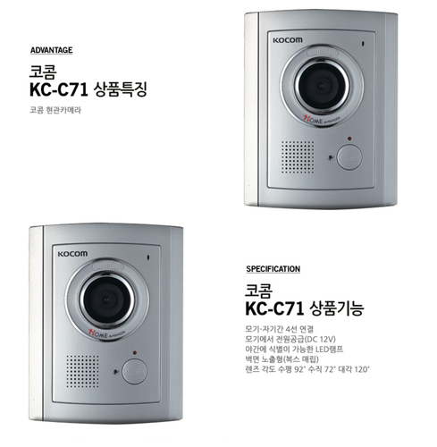 KOCOM 4Wire Color Door Camera KC-C71 Night Automatic Illumination IR LED for sale online | eBay