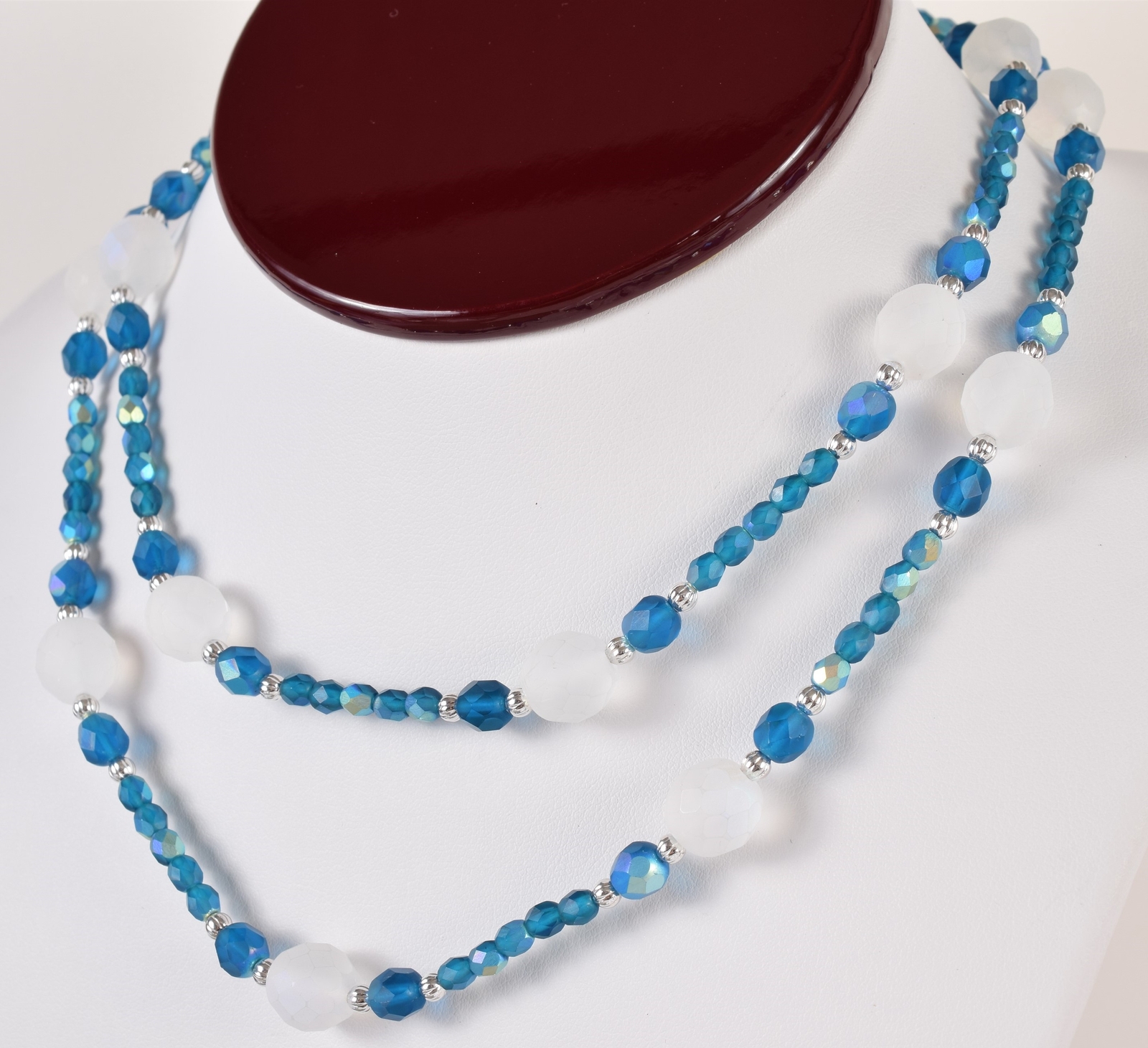 31" Vintage Endless Infinity Loop White & Blue Crysta… - Gem