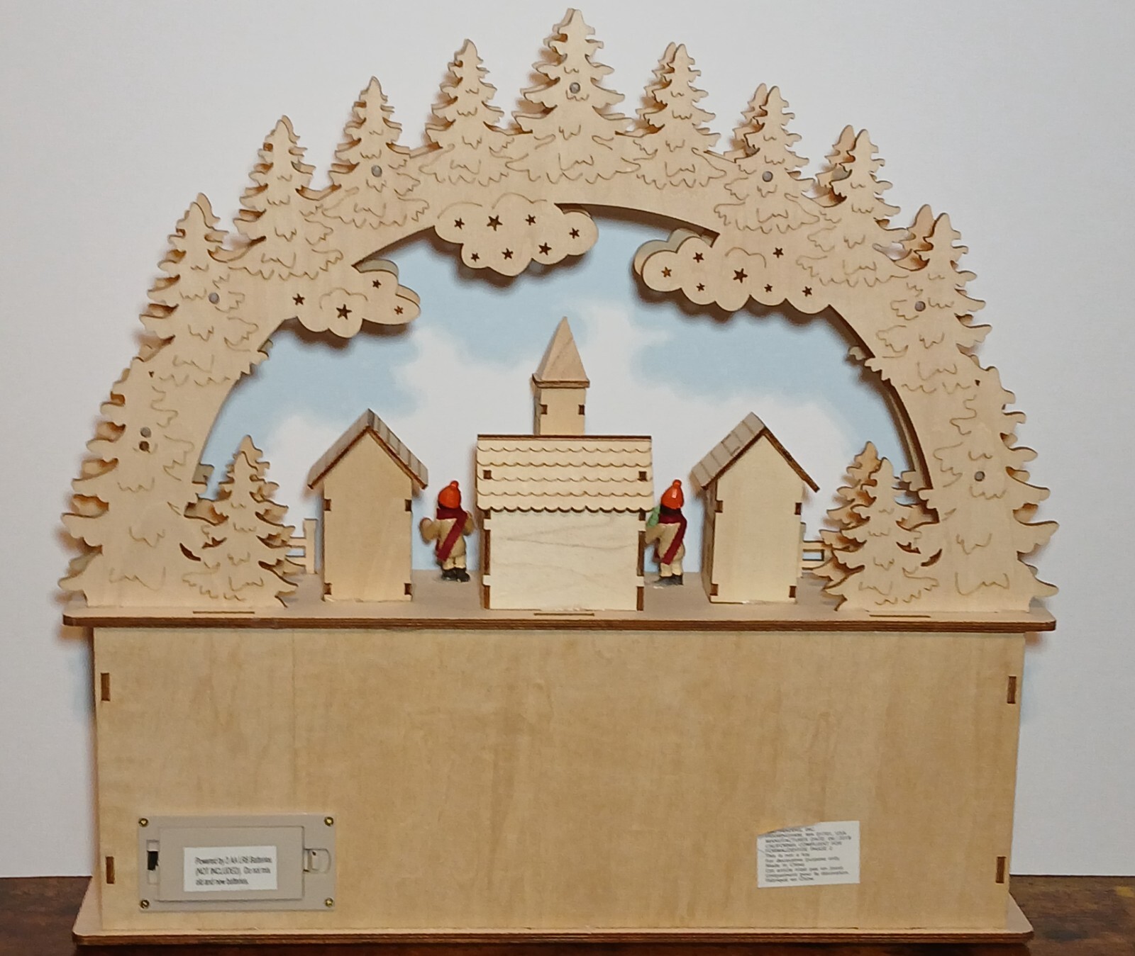 Wooden Christmas Advent Calendar German Style LED Battery Powered 24 ...