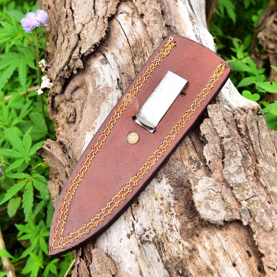 Handmade Genuine Leather Sheath Fixed dagger blade Knife holster belt ...