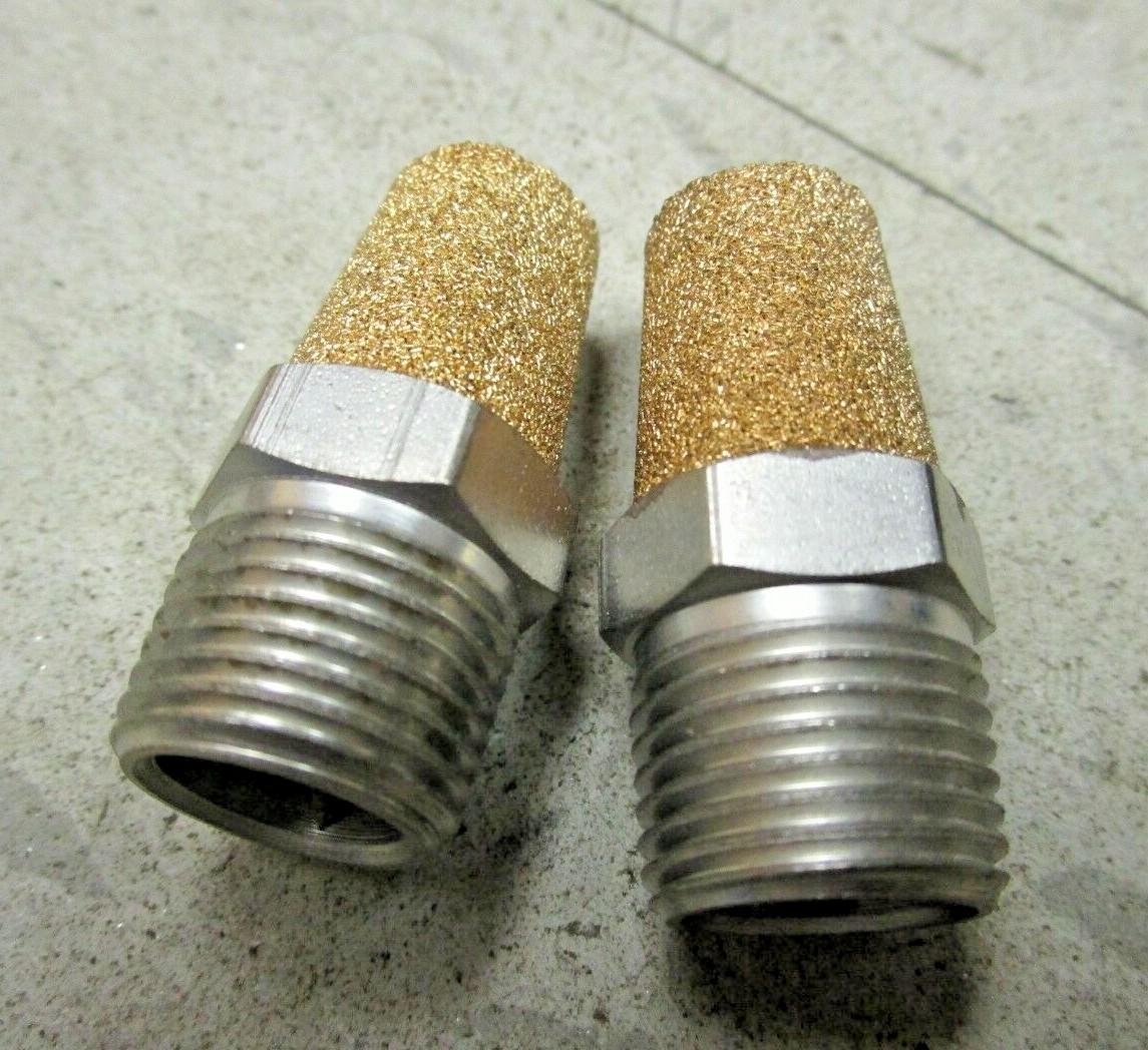 (2) SpeedAire Exhaust Muffler 1A327 ASP-3-S1 3/8" NPT 1-1/2" Length Lot ...