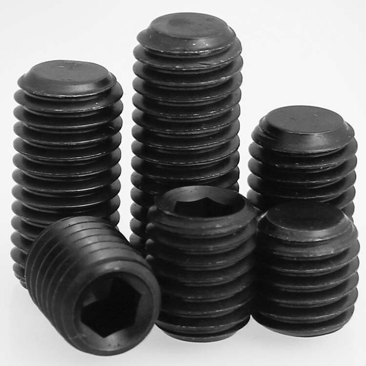 Fine Thread Black 12.9 Steel Hex Socket Set Screws Flat Point Grub ...
