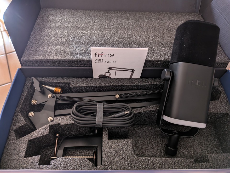 FIFINE USB Ampligame Microphone Kit AM8T for Gaming Streaming USB-C XLR ...