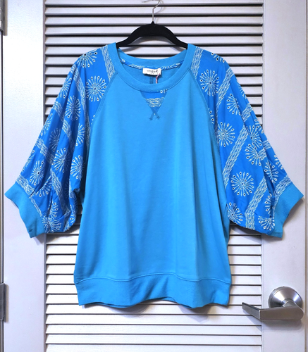 3/4 aqua embro contrast top XL | eBay