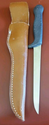 Vtg Gerber Coho Fishing Fillet Knife w/Cleaning Spoon & Original Sheath ...