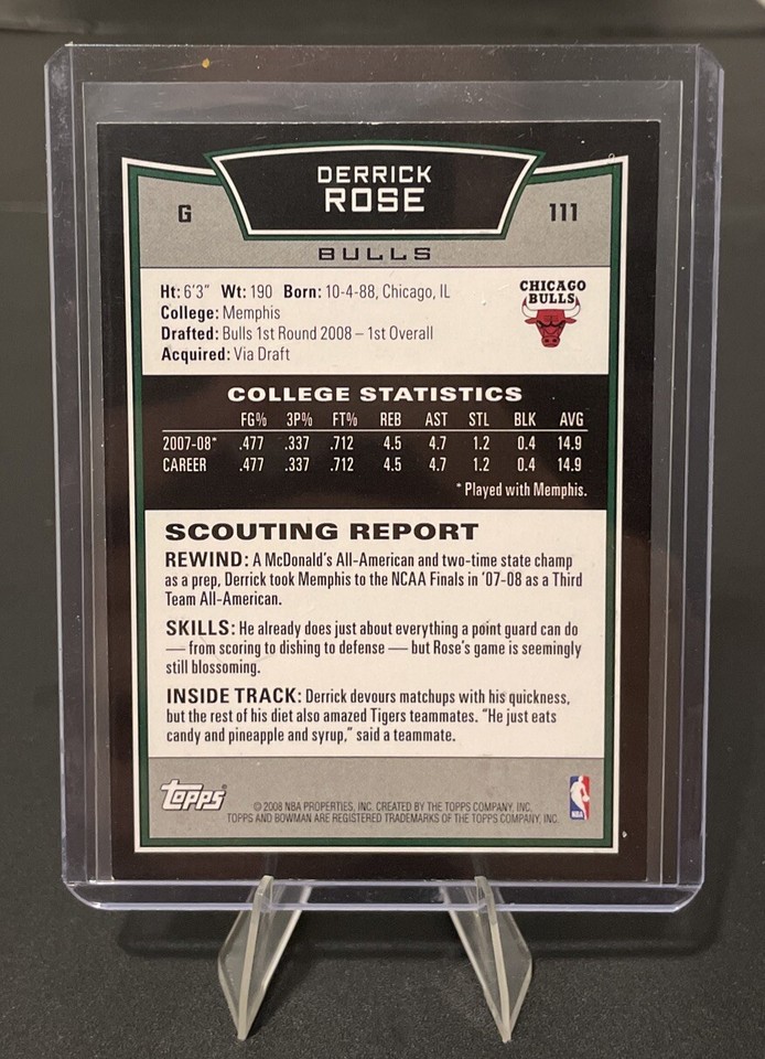 Derrick Rose 2008-09 Bowman Draft Picks & Stars Rookie | eBay