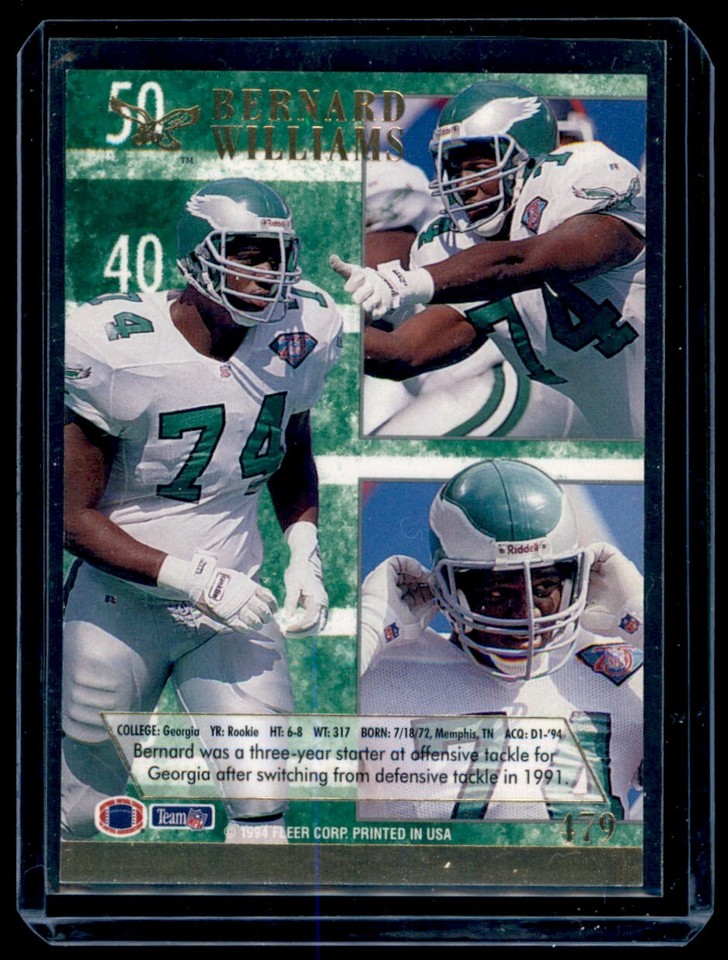 1994 Fleer Ultra Rookie Bernard Williams Rookie Philadelphia Eagles ...