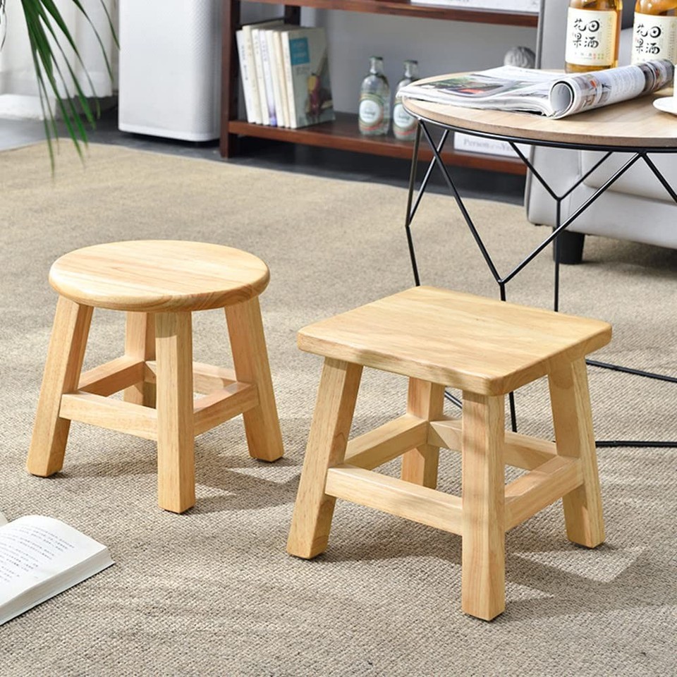 Solid Wood Step Stool 10 inch for Adult Kids Small Short Stool Shoe ...