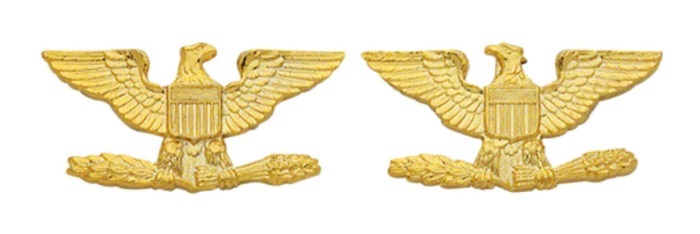 Colonel Captain Eagle Collar Pin Devices Set of 2 US Military Gold P906 ...