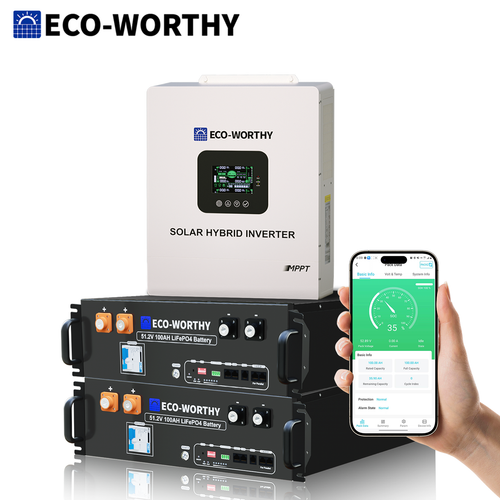 ECO-WORTHY Home Backup Power V3 2Pack 48V 100Ah LiFePO4+5KW 48V Hybrid ...