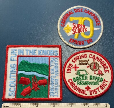 3 Vintage 1970s-80s CARDINAL DISTRICT Boy Scout Camporee PATCHES BSA DP ...