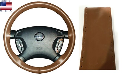 Tan Genuine Leather Steering Wheel Cover AXX For GMC Buick & Other ...