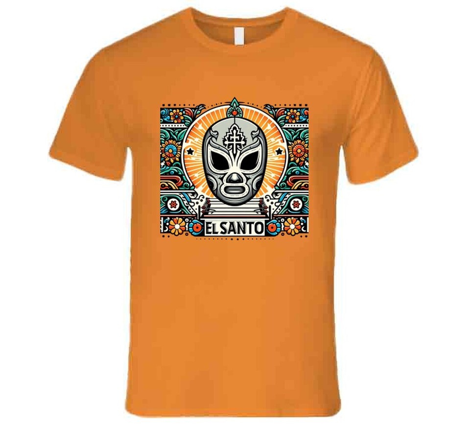 El Santo Mask Mexican Wrestling Legend Tee Enmascarado De Plata Retro T ...
