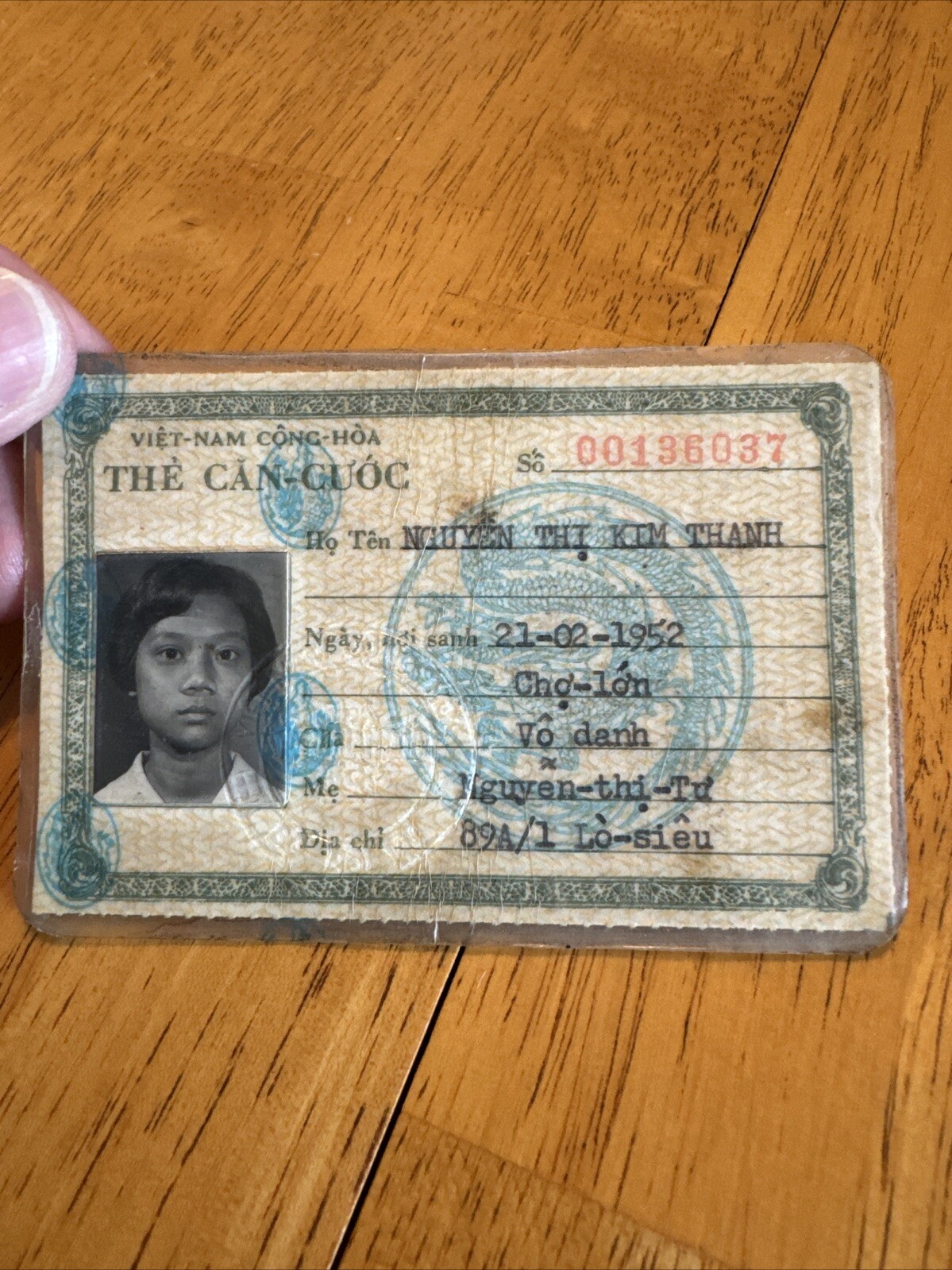 Original South Vietnam Civilian ID Card Guarantee War Issue Cute Girl ...