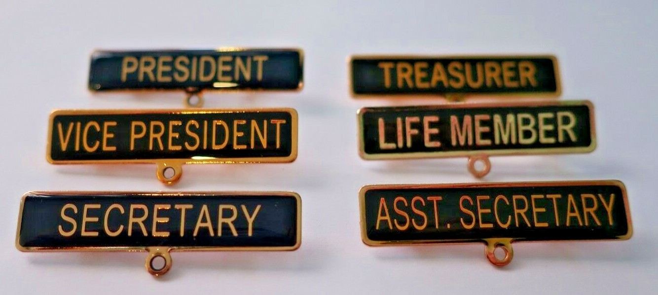 Club Badges President, Treasurer, Vice President, (Asst) Secretary ...