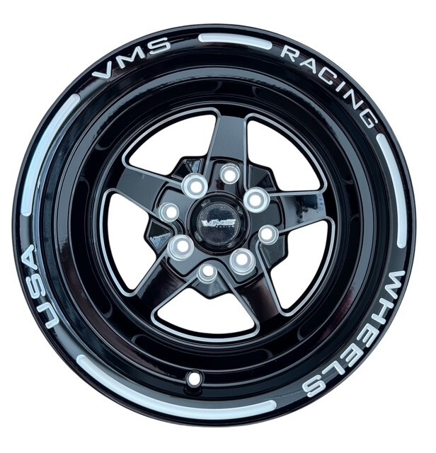 Set of Two VMS Racing Black V Star Drag Wheel Rim 13x9 4X100 4X114 ET0 ...