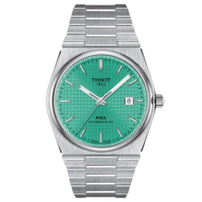 New Tissot PRX Powermatic 80 Mint Green Dial Steel Men's Watch ...