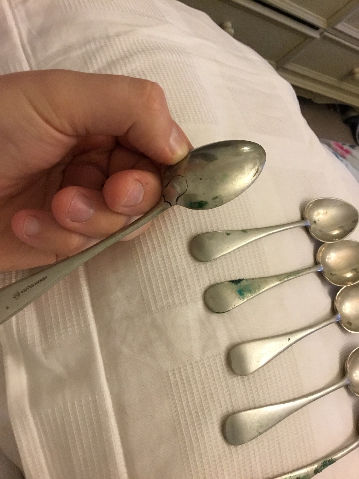 7x WP WILLIAM PAGE Roman Silver Spoons Tea Spoons Set Bundle Joblot ...