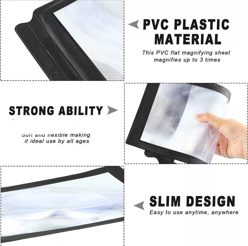 DELUXE A4 FULL PAGE MAGNIFYING SHEET LARGE MAGNIFYING GLASS READING ...