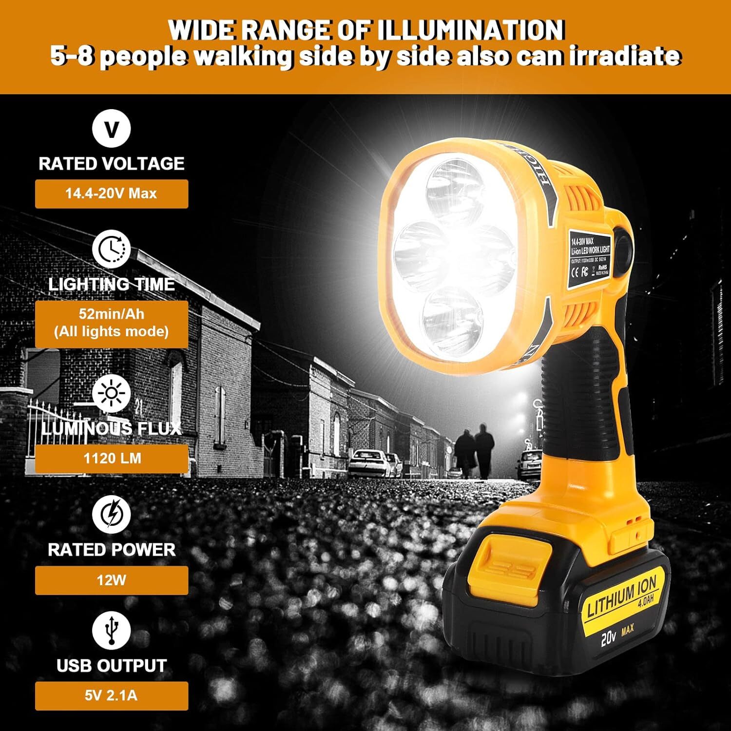 LED Work Light For DeWalt Li-Ion Battery Jobsite Handheld Flashlight ...