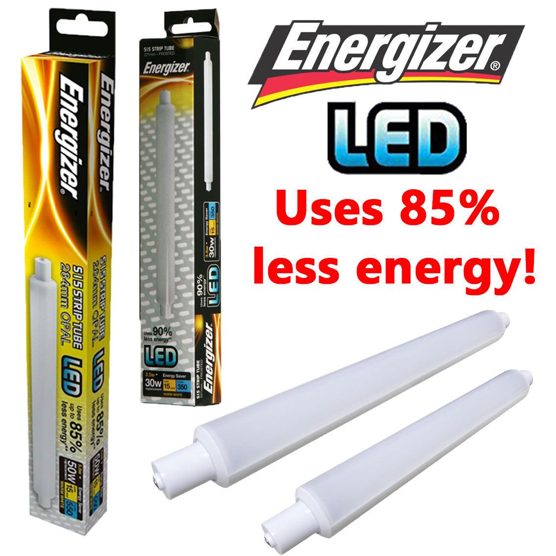 Energizer Strip Light Tube Lamp 221mm 284mm S15 LED 3.5 5.5w = 30W 50W ...