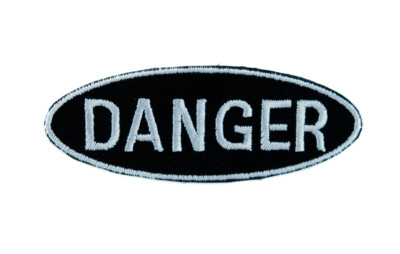 Black Danger Patch Embroidered Iron on Applique Safety Badge Biker ...