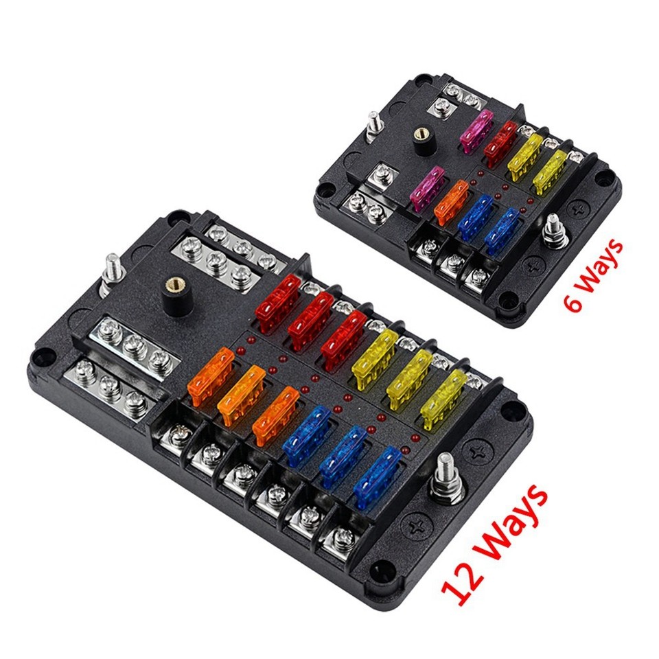 12Ways Blade Fuse Holder & Warning Indicator Distribution Panel Board ...