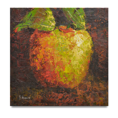 NY Art - Ripe Golden Apple 16x16 Original Impressionist Oil Painting ...