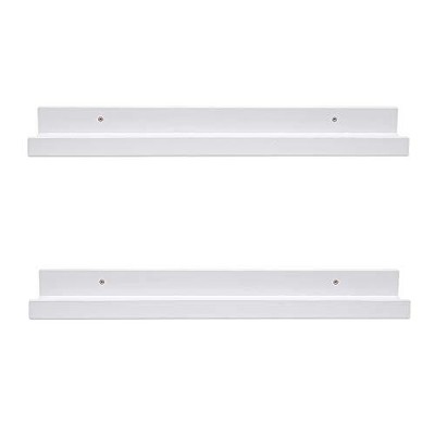 White Floating Shelves Wall Mounted Set Of 2 24 Inch Picture Ledge ...