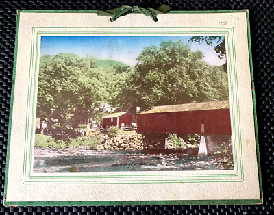 NEW ENGLAND COVERED BRIDGE 1950 CALENDAR PRINT 10" X 8" COLOR ...
