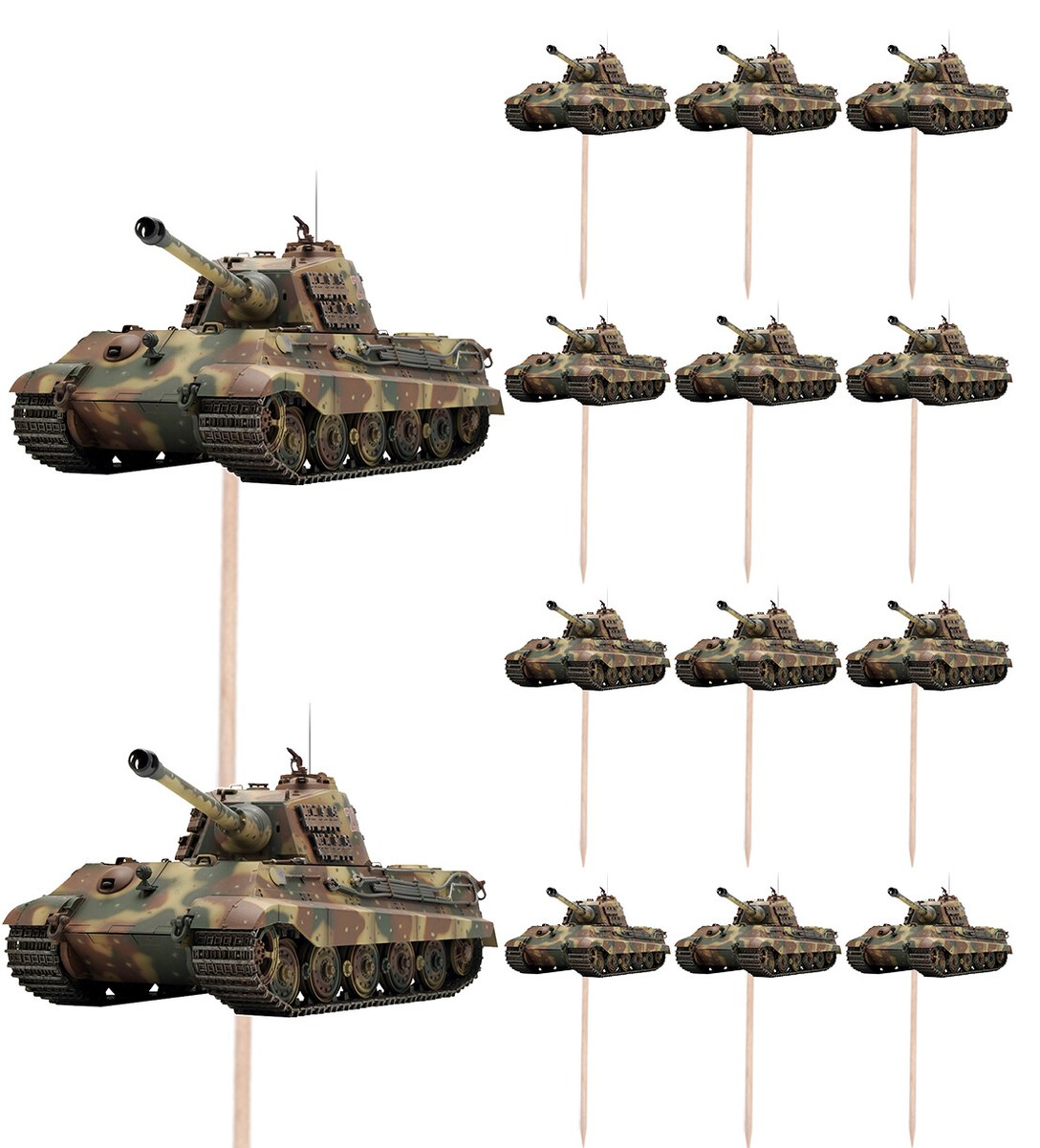 32 Piece Military Theme Toppers 32 PCS Military Tank Cupcake Toppers ...