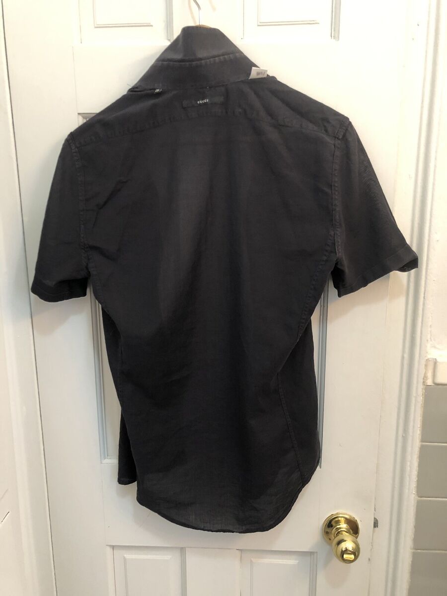 GUCCI MEN vintage, SHORT SLEEVE BLACK SLIM FIT SHIRT BUTTON GUCCI MEN vintage, SHORT SLEEVE BLACK SLIM FIT SHIRT BUTTON