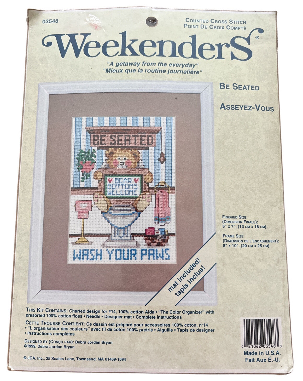 Weekenders Counted Cross Stitch Kit Bathroom Decor Bear by Debra Bryan ...