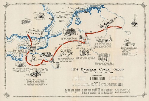 WWII US Army Map 1104 Engineer Combat Group D-day Elbe Map through ...