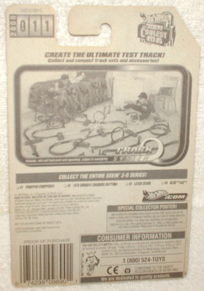 Hot Wheels 2000 Seein' 3-D Series Lexus SC400 yellow ,ex.card,I combine ...