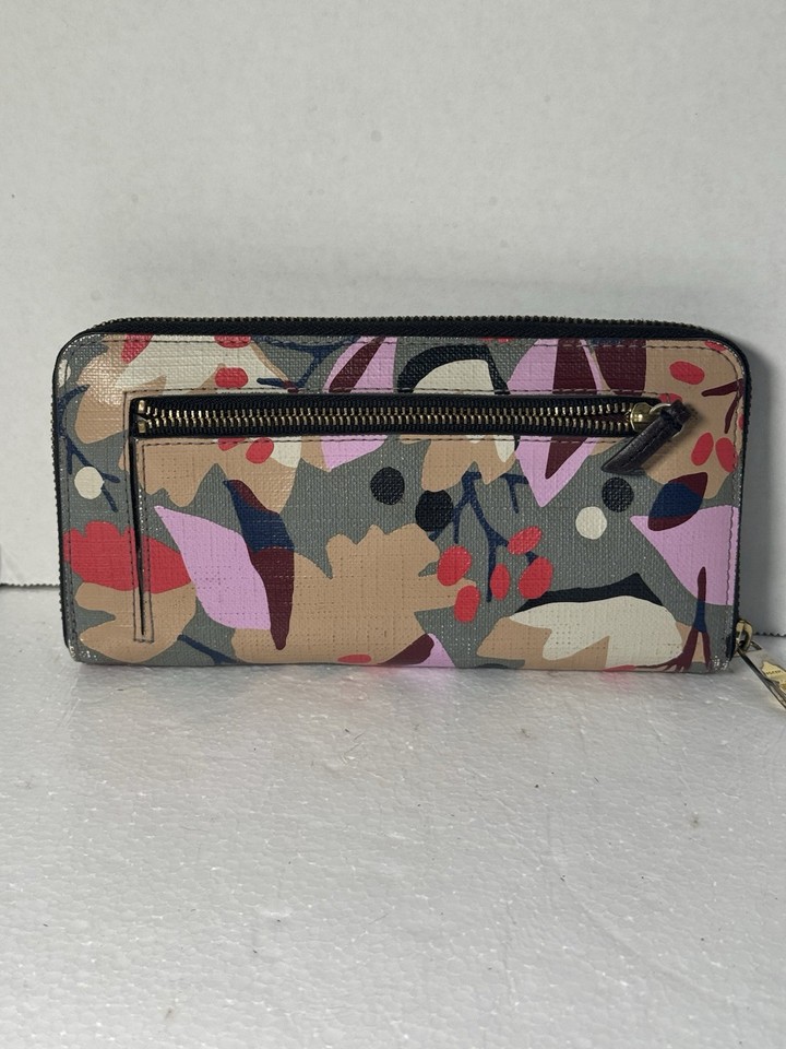 FOSSIL Floral colorful Womens Wallet Zip Around Coin Purse credit card ...