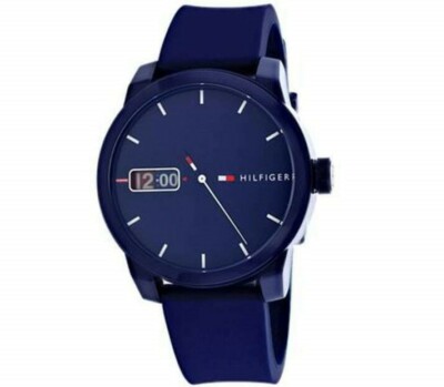 NEW Tommy Hilfiger Unisix Quartz Watch, Analog Display and Rubber Strap ...