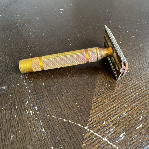 Antique Gillette Gold Tone Safety Razor Made In USA Empty Vintage | eBay