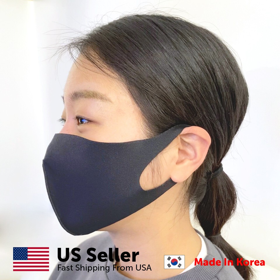 Fashion Nano-Silver Face Mask 3D Black Mask / Washable & Reusable (Pack ...
