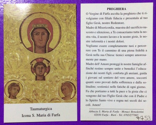 Prayer Card Holy Card, Icon Santa Maria Di Farfa -rif. 7753 | eBay