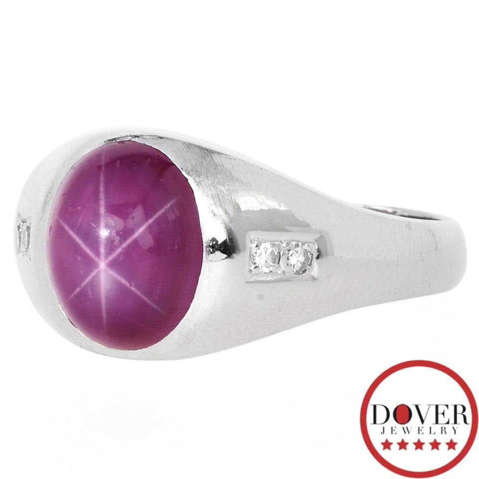 Estate Diamond 4.76ct Synthetic Star Sapphire 13K Gold Band Ring 7.0 Grams NR | eBay