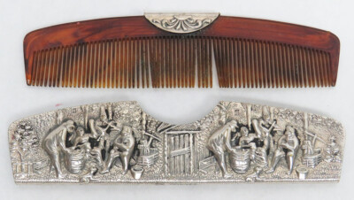 VINTAGE DENMARK SILVER PLATED & BAKELITE HAIR COMB | eBay