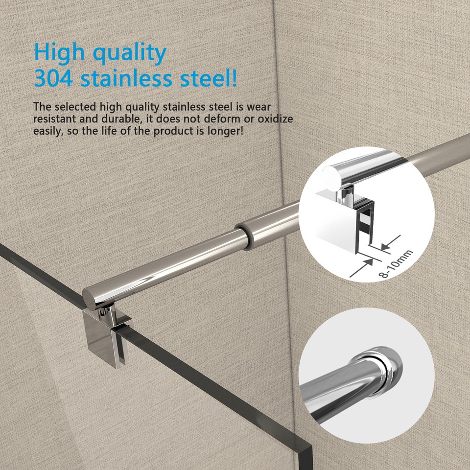 Telescopic Shower Screen Door Support Bar Arm For 8 - 10mm Glass Panel ...