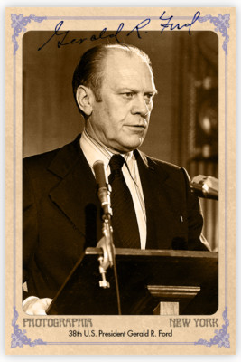 GERALD R. FORD President Cabinet Card Photograph Vintage Autograph RP ...