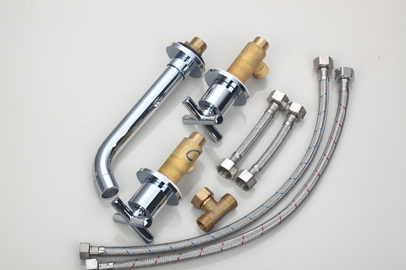 2 Cross Handles Wall Mounted Bathroom Tub Shower Basin Sink Mixer Taps ...